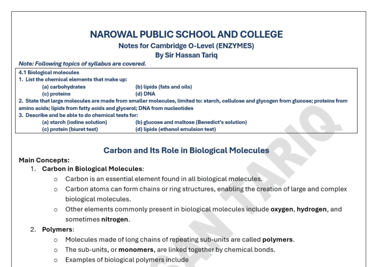 O-Level Notes – Study with Sir Hassan Tariq